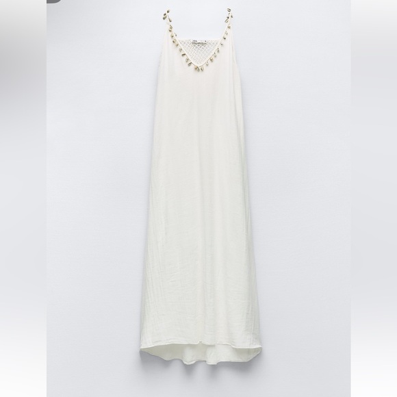 Zara | Dresses | Zara White Shell Crochet Midi Dress | Poshmark